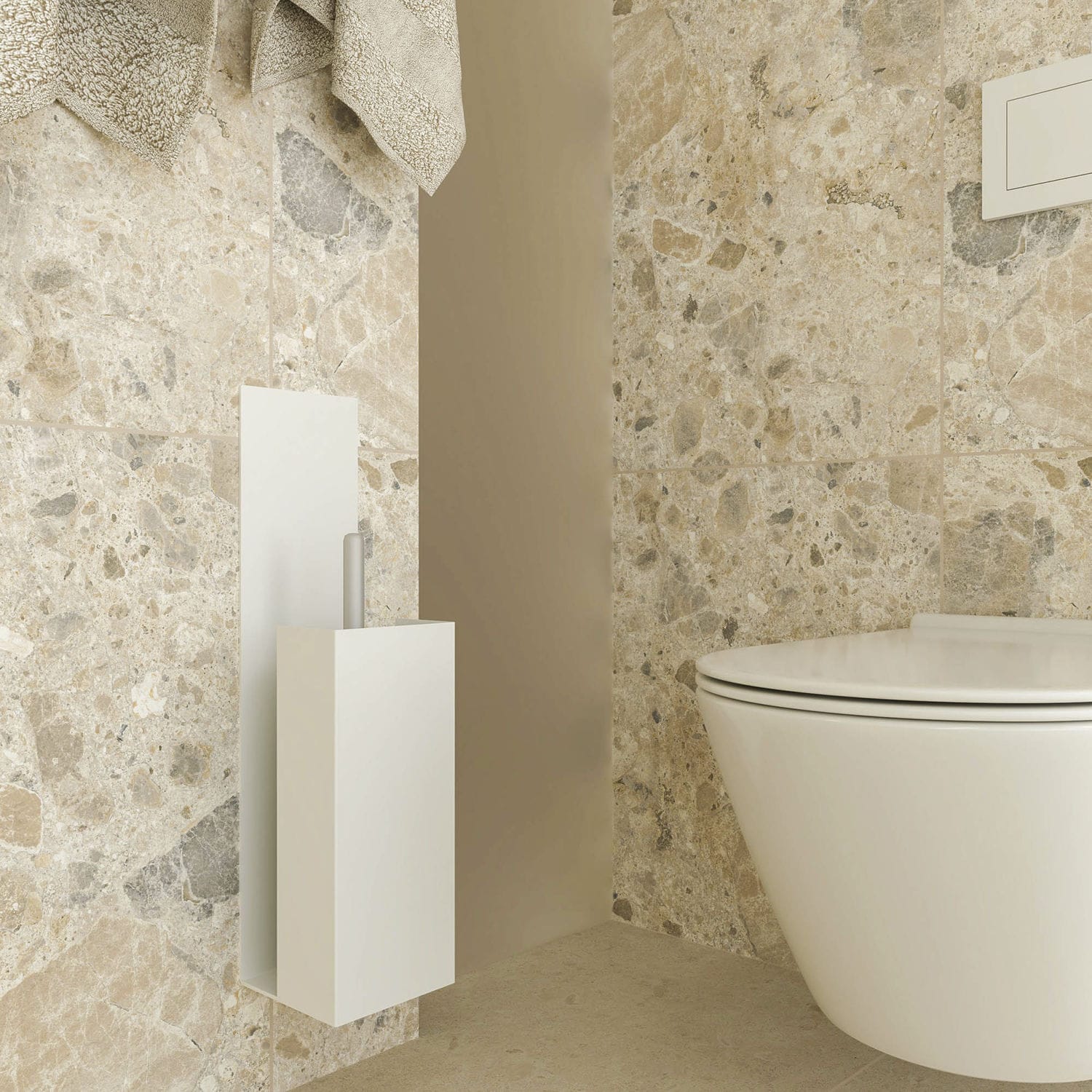 壁挂卫生间抽纸架 - C • basic - 3S design - 钢 / 黑色 / 带马桶刷架