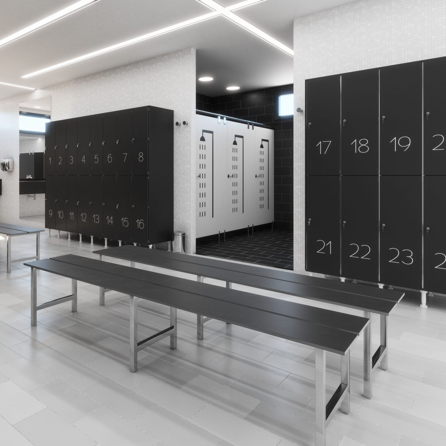 层压材料更衣室储物柜 - DINOR - 密码 / 公共机构用 / 用于运动设施